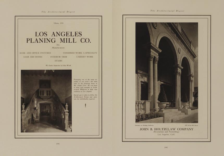 LOS ANGELES PLANING MILL CO. | Architectural Digest | JANUARY 1929