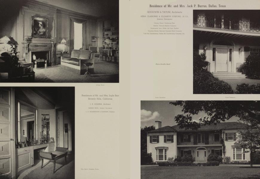 Residence of Mr. and Mrs. Jack P. Burrus, Dallas, Texas | Architectural ...