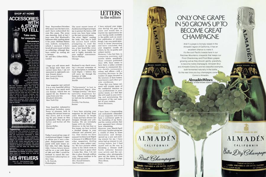 Almadén Wines | Architectural Digest | NOVEMBER/DECEMBER 1972