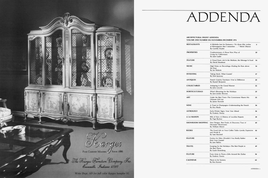 ADDENDA | Architectural Digest | NOVEMBER/DECEMBER 1974