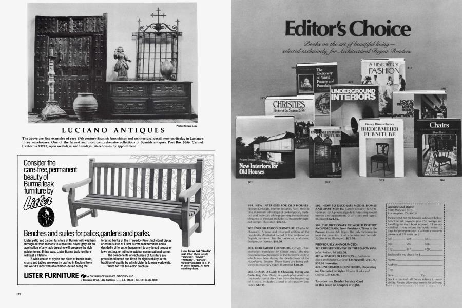 Editor's Choice | Architectural Digest | SEPTEMBER/OCTOBER 1975