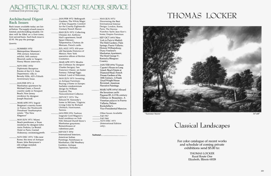 THOMAS LOCKER | Architectural Digest | SEPTEMBER/OCTOBER 1976