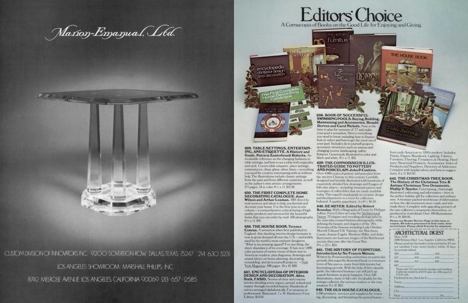Editors' Choice | Architectural Digest | NOVEMBER/DECEMBER 1976