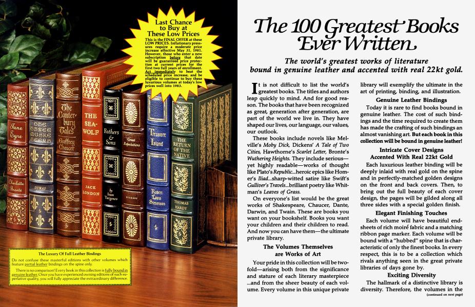 The 100 Greatest Books Ever Written | Architectural Digest | MARCH 1981
