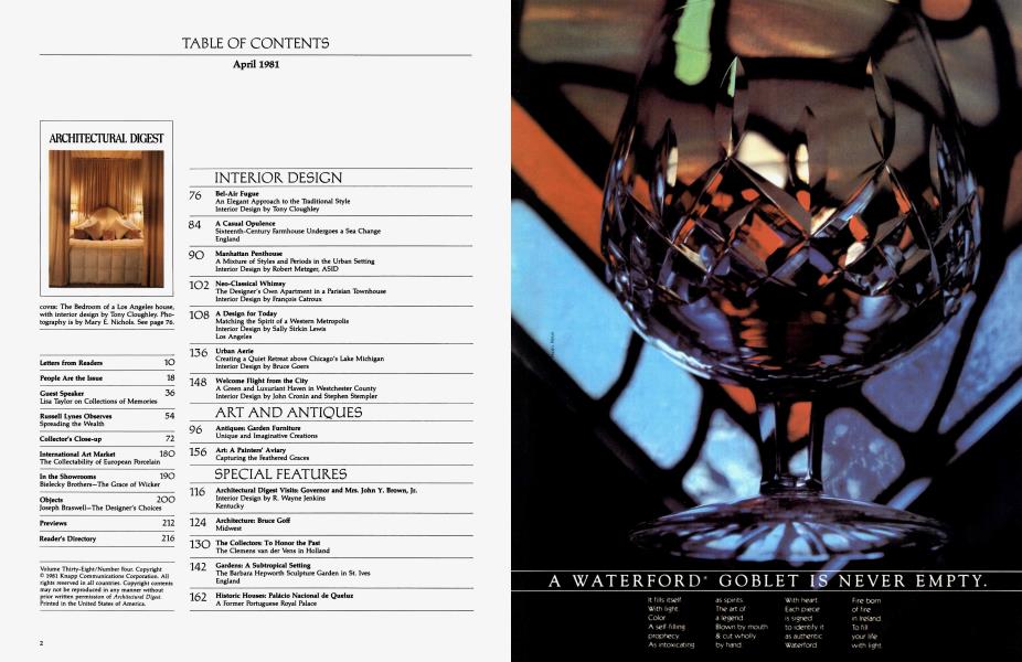 TABLE OF CONTENTS April 1981 | Architectural Digest | APRIL 1981