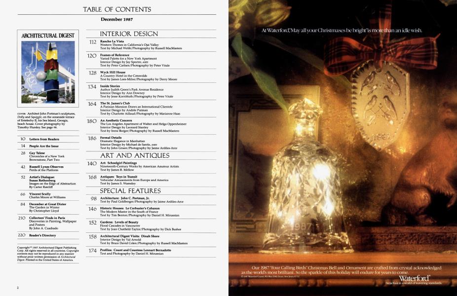 TABLE OF CONTENTS December 1987 | Architectural Digest | DECEMBER 1987