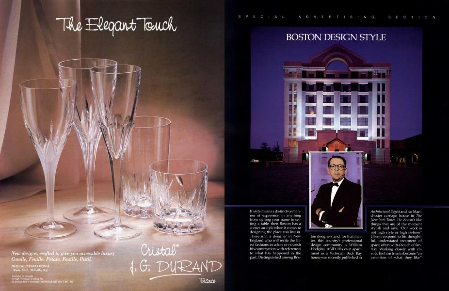 BOSTON DESIGN STYLE | Architectural Digest | DECEMBER 1987