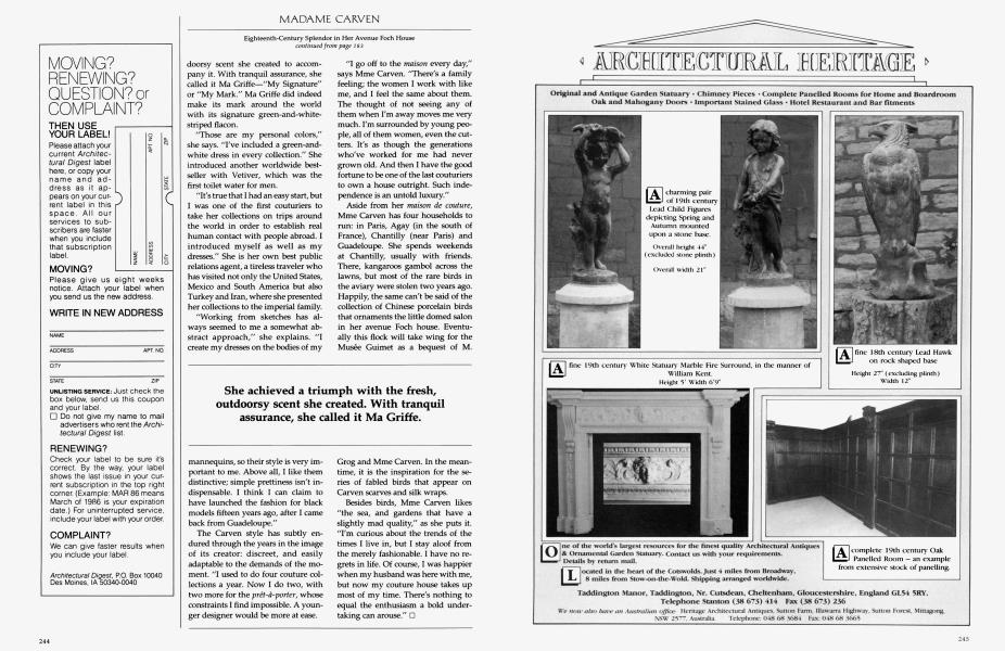 ARCHITECTURAL HERITAGE | Architectural Digest | SEPTEMBER 1989