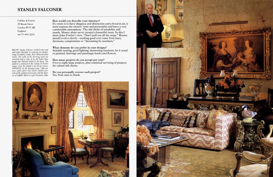STANLEY FALCONER | Architectural Digest | AUGUST 1990