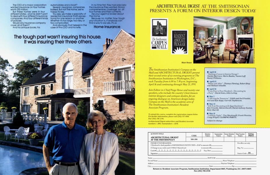 Home Insurance | Architectural Digest | APRIL 1991
