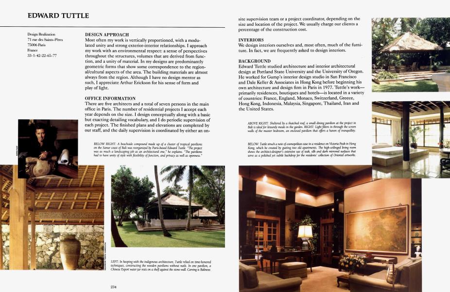 EDWARD TUTTLE | Architectural Digest | AUGUST 1991
