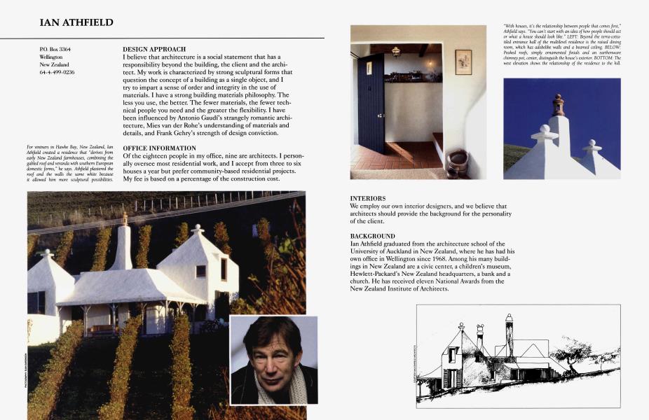 IAN ATHFIELD | Architectural Digest | AUGUST 1991