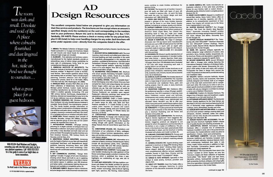 AD Design Resources | Architectural Digest | FEBRUARY 1992
