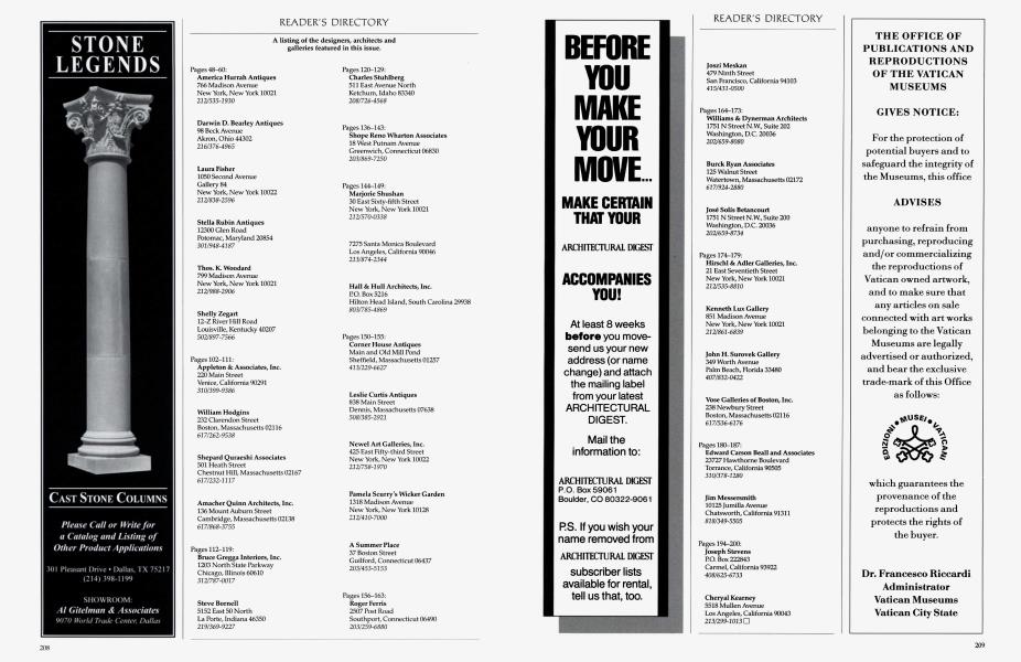 Reader's Directory | Architectural Digest | JUNE 1994
