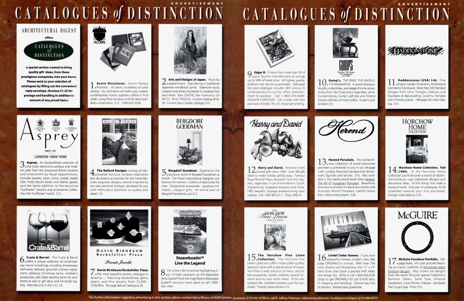 CATALOGUES of DISTINCTION | Architectural Digest | SEPTEMBER 1994