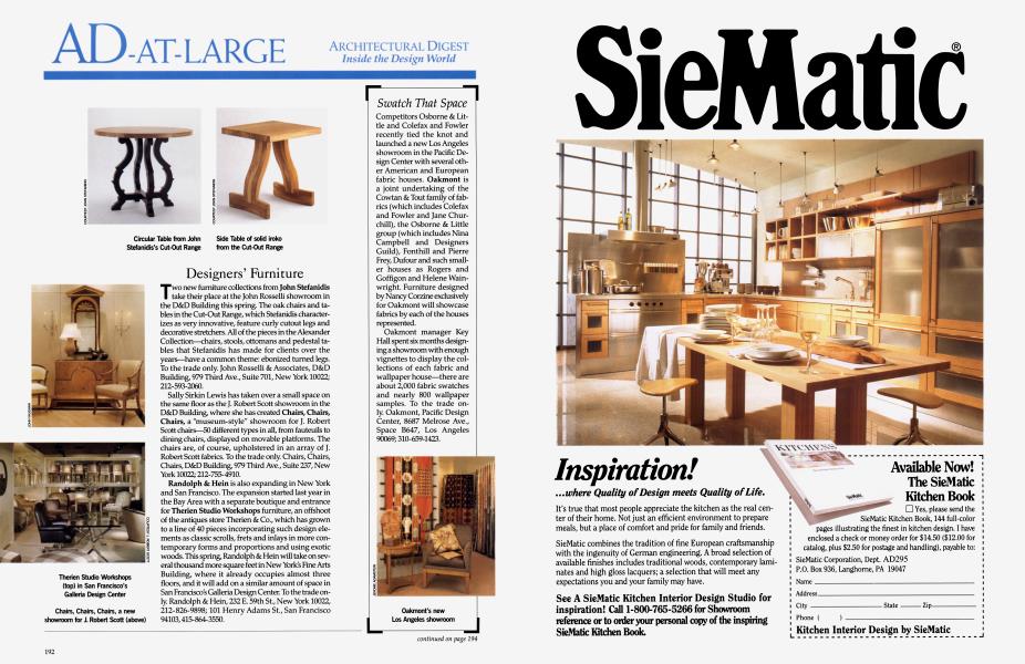 SieMatic® | Architectural Digest | FEBRUARY 1995