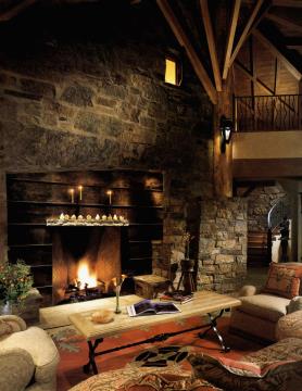 Search Architectural Digest for: stone fireplace