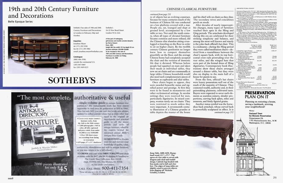 The Antiques Directory Furniture | Architectural Digest | DECEMBER 1998