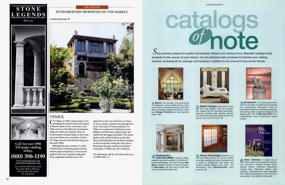 catalogs of note | Architectural Digest | MARCH 1999