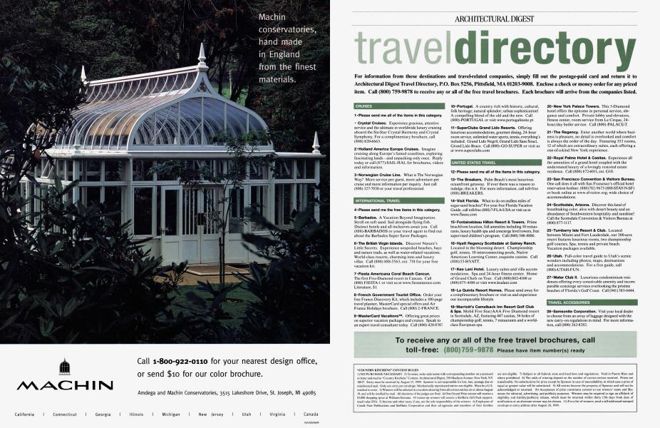 travel directory | Architectural Digest | JUNE 1999
