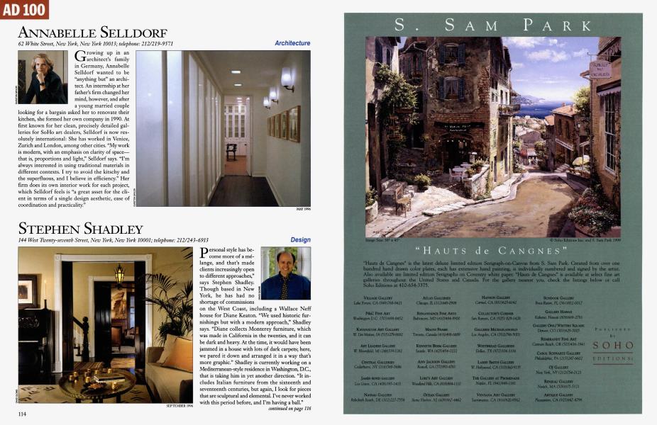 S. SAM PARK | Architectural Digest | JANUARY 2000