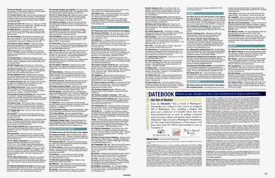 ARCHITECTURAL DIGEST DATEBOOK | Architectural Digest | NOVEMBER 2000