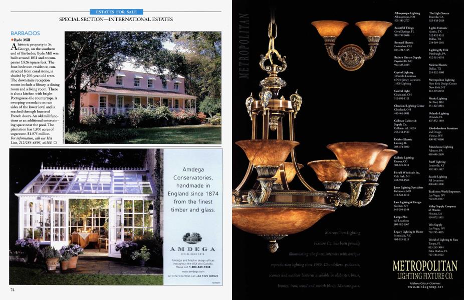 METROPOLITAN LIGHTING FIXTURE CO. | Architectural Digest | AUGUST 2001