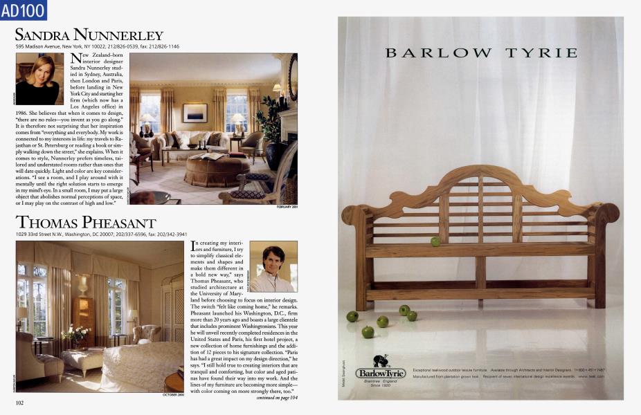 BARLOW TYRIE | Architectural Digest | JANUARY 2002