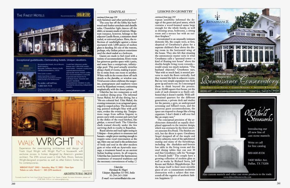 ARCHITECTURAL DIGEST | Architectural Digest | APRIL 2003