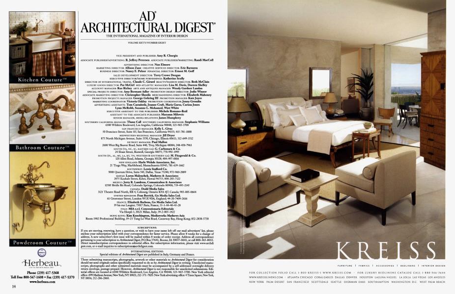 KREISS | Architectural Digest | AUGUST 2003