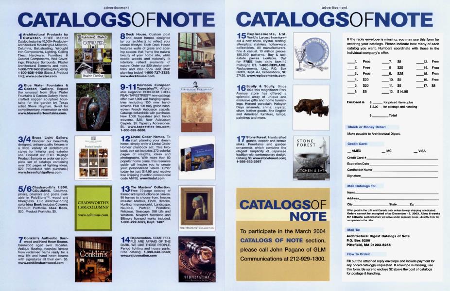 CATALOGS OF NOTE | Architectural Digest | SEPTEMBER 2003