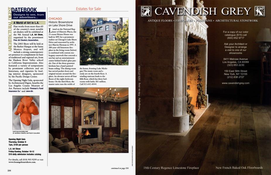 ARCHITECTURAL DIGEST DATEBOOK | Architectural Digest | OCTOBER 2003