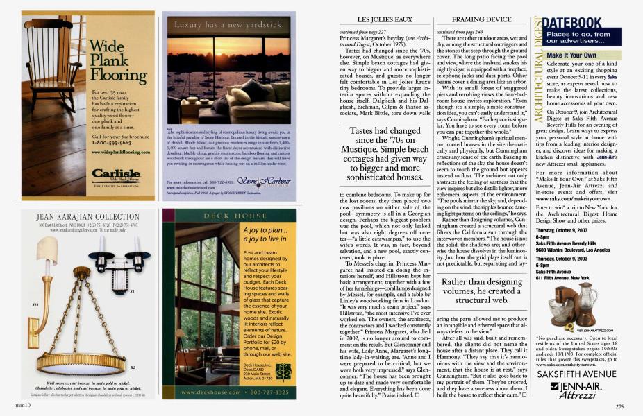 ARCHITECTURAL DIGEST DATEBOOK | Architectural Digest | OCTOBER 2003