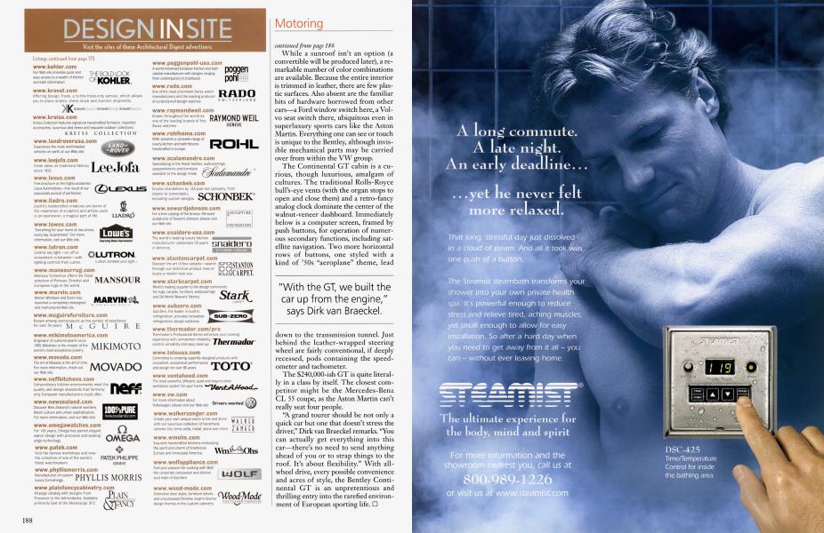 DESIGN IN SITE | Architectural Digest | NOVEMBER 2003