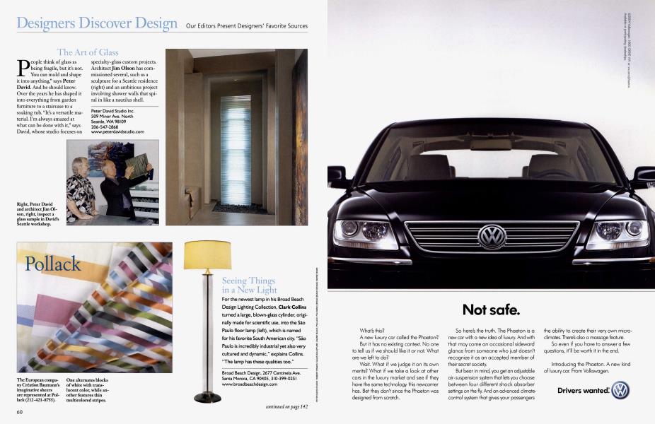 Volkswagen . Drivers Wanted.® | Architectural Digest | MARCH 2004