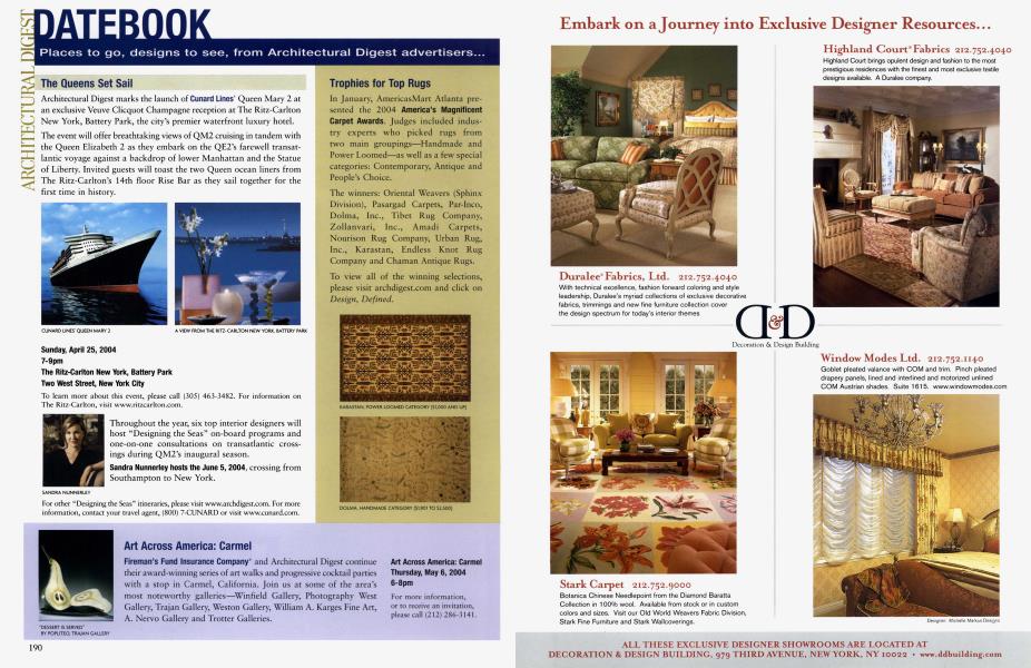 ARCHITECTURAL DIGEST DATEBOOK | Architectural Digest | MAY 2004