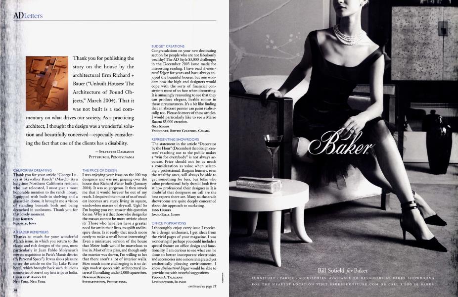 AD Letters | Architectural Digest | MAY 2004