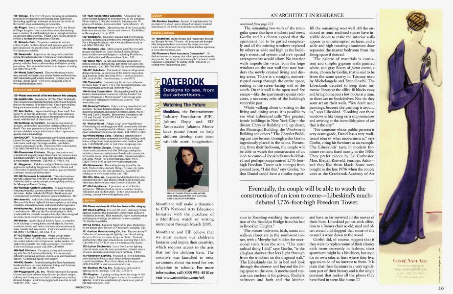 ARCHITECTURAL DIGEST DATEBOOK | Architectural Digest | FEBRUARY 2005