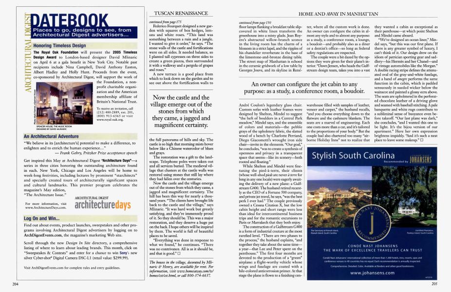 ARCHITECTURAL DIGEST DATEBOOK | Architectural Digest | MARCH 2005