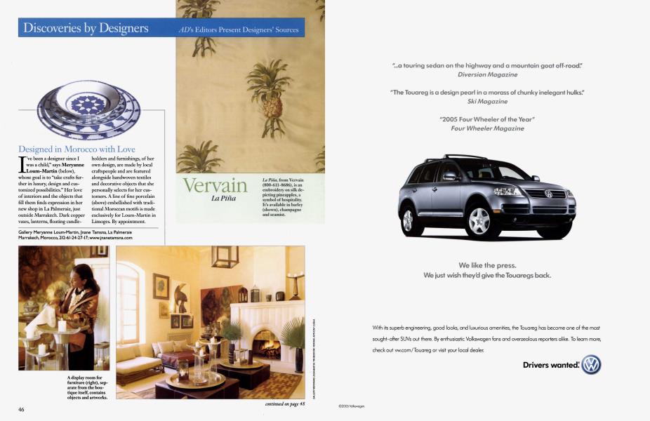 Drivers wanted. | Architectural Digest | AUGUST 2005