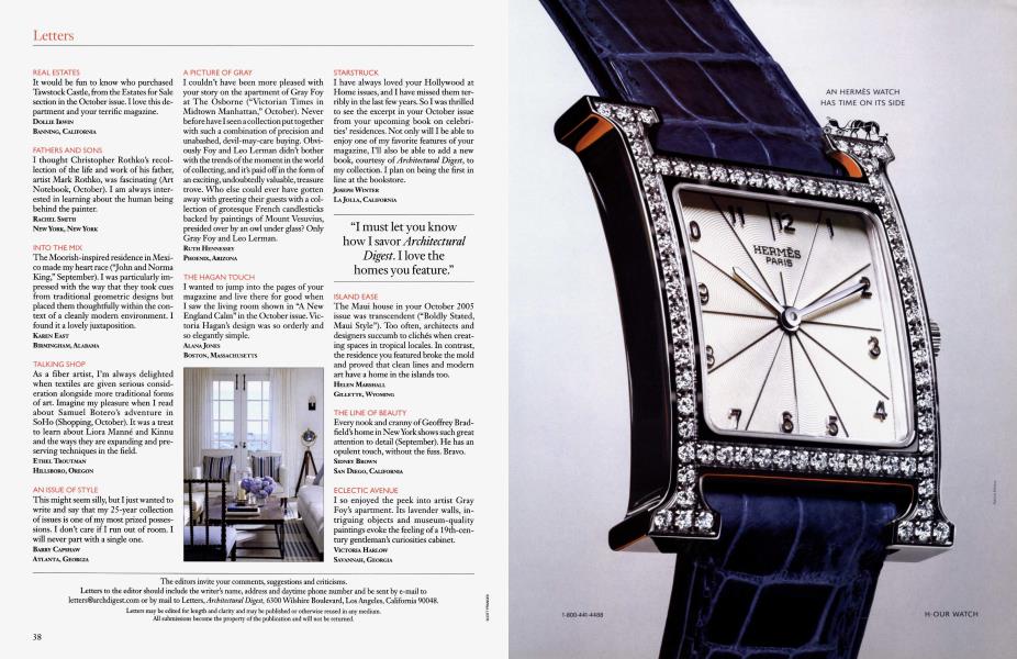 HERMÈS H-OUR WATCH | Architectural Digest | DECEMBER 2005