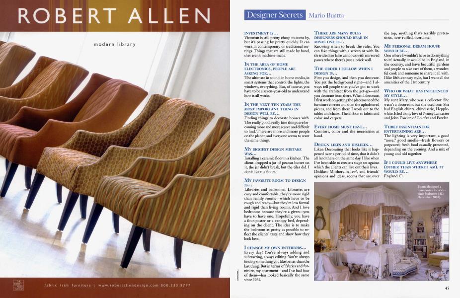 ROBERT ALLEN | Architectural Digest | JANUARY 2006