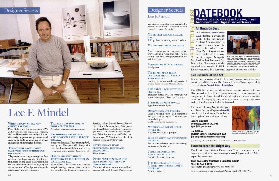 Lee F. Mindel | Architectural Digest | JANUARY 2006