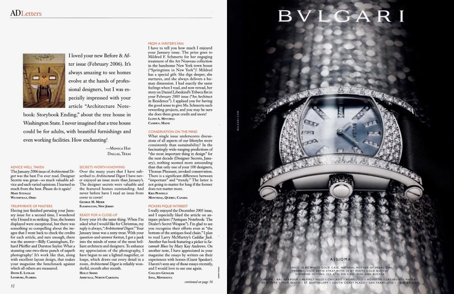 AD Letters | Architectural Digest | APRIL 2006