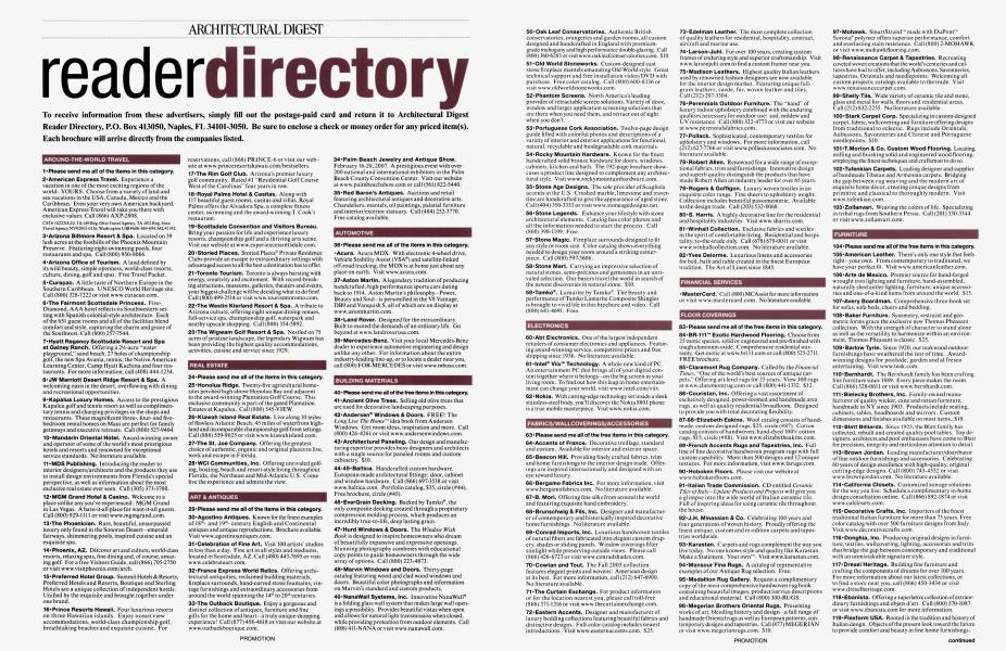 ARCHITECTURAL DIGEST reader directory | Architectural Digest | JUNE 2006