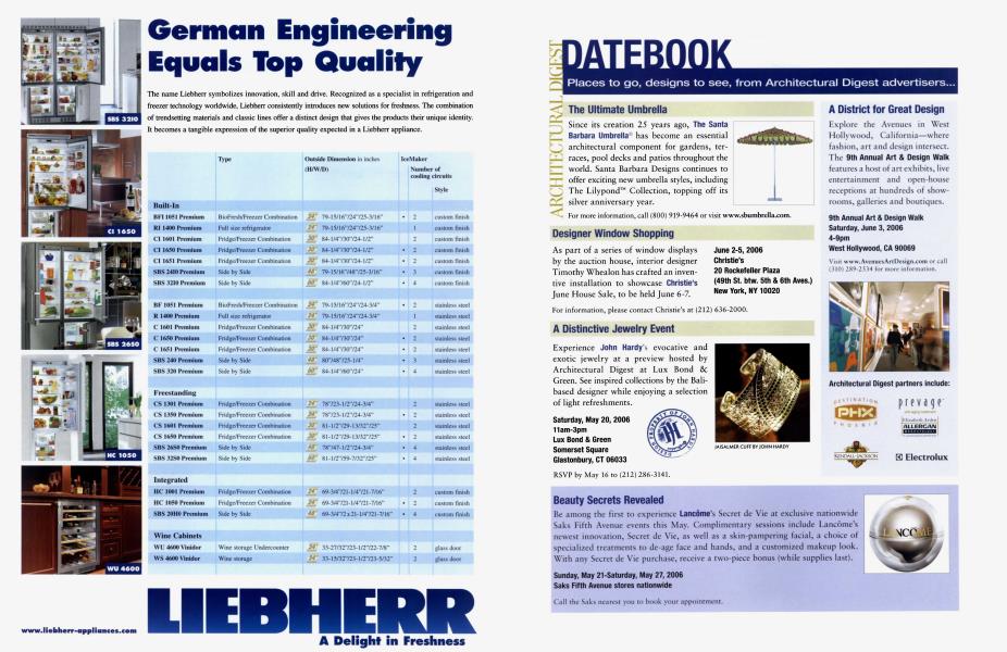 ARCHITECTURAL DIGEST DATEBOOK | Architectural Digest | JUNE 2006