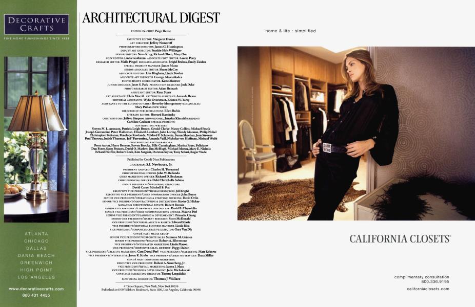 CALIFORNIA CLOSETS® | Architectural Digest | JANUARY 2007
