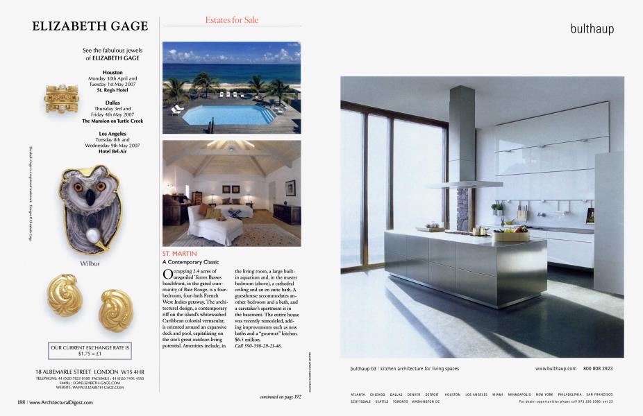 Elizabeth Gage | Architectural Digest | MAY 2007