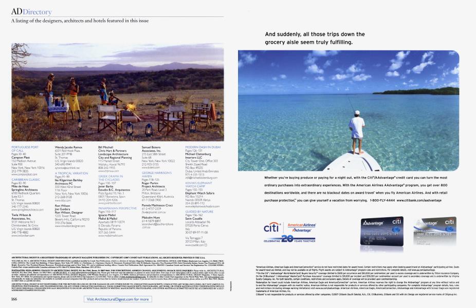 AD Directory | Architectural Digest | AUGUST 2007