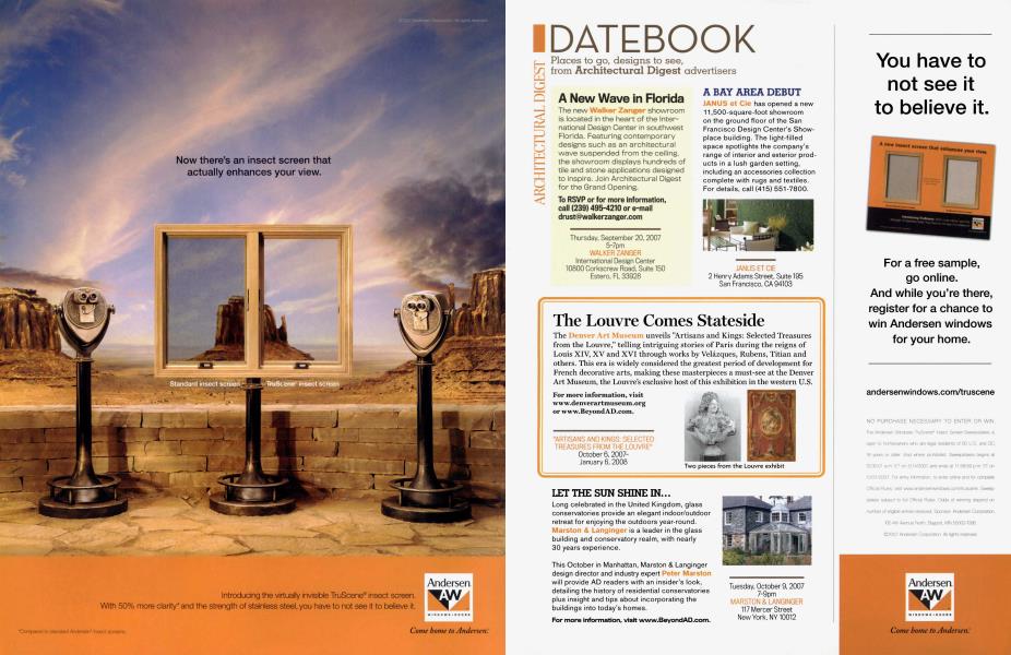 ARCHITECTURAL DIGEST DATEBOOK | Architectural Digest | OCTOBER 2007